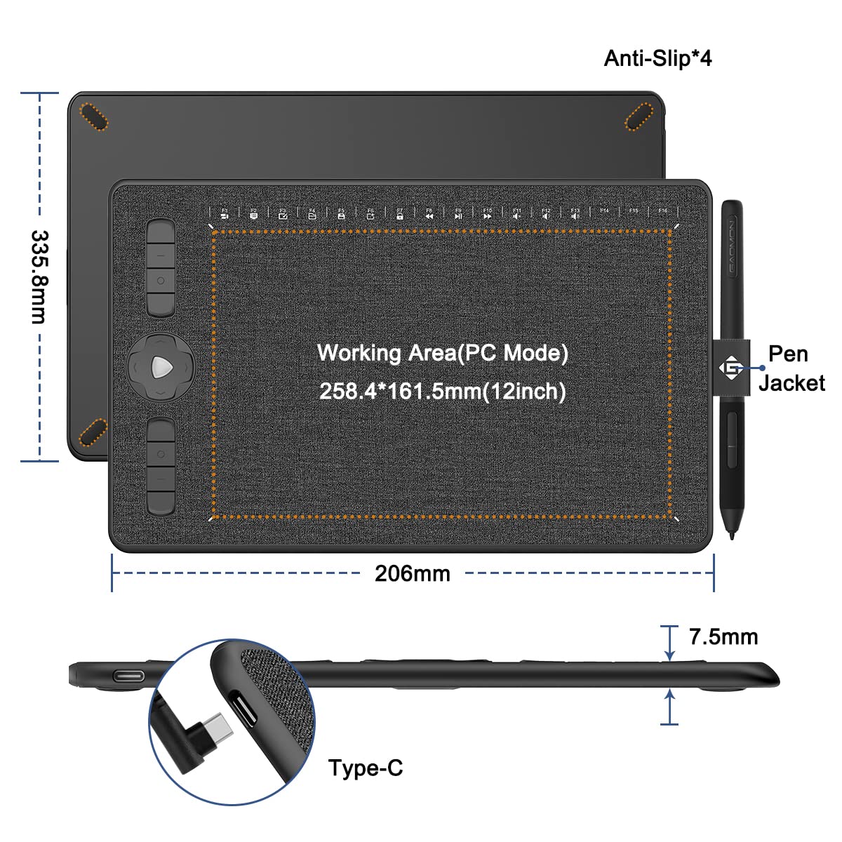 Mua Digital Drawing Tablet GAOMON M1230 Graphics Tablet 12 Inch Drawing ...
