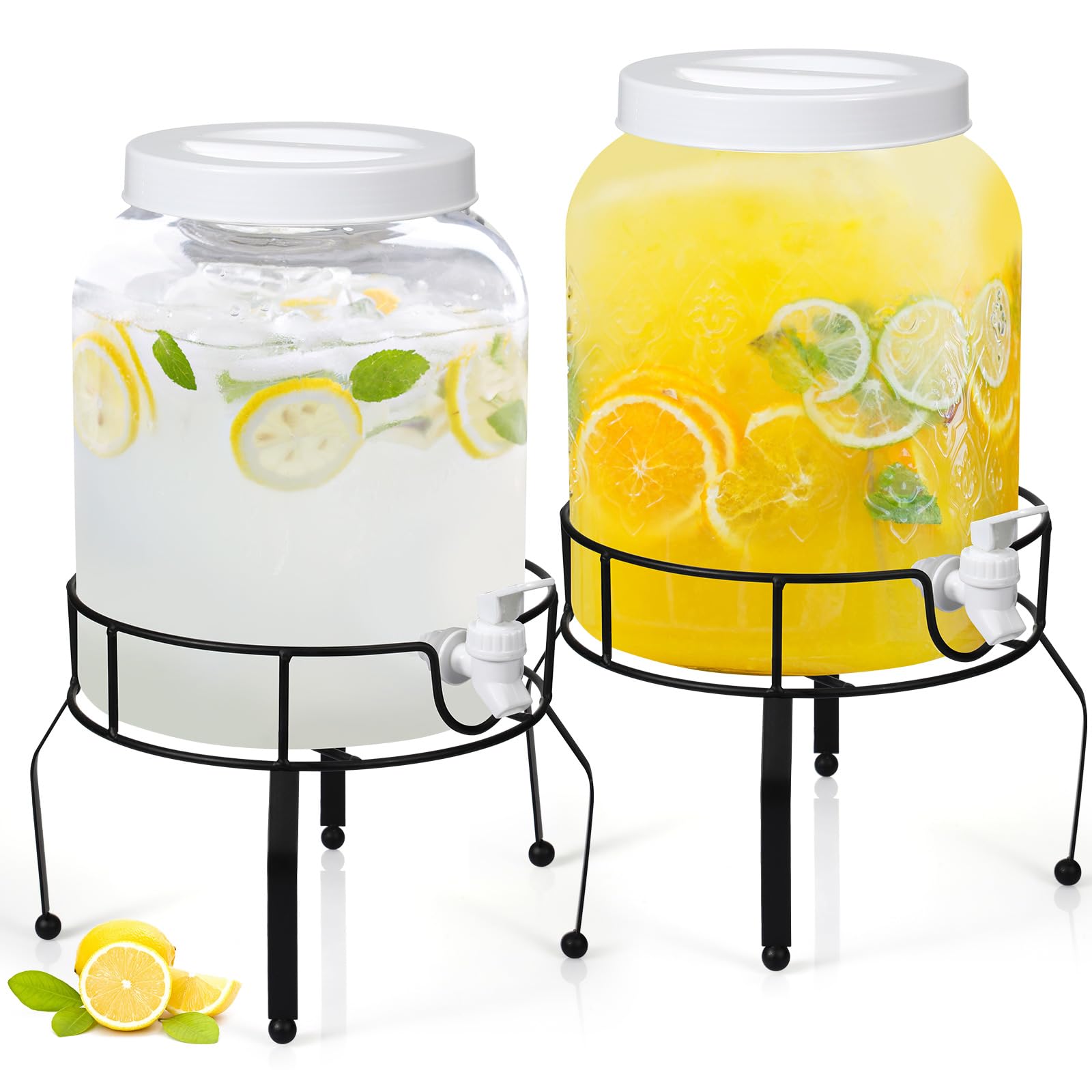 Tanlade 2 Pack 2 Gallon Plastic Drink Dispenser with Stand Beverage ...
