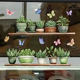 Amazon.com: Whaline 6 Sheets Summer Potted Plant Window Clings Palm ...
