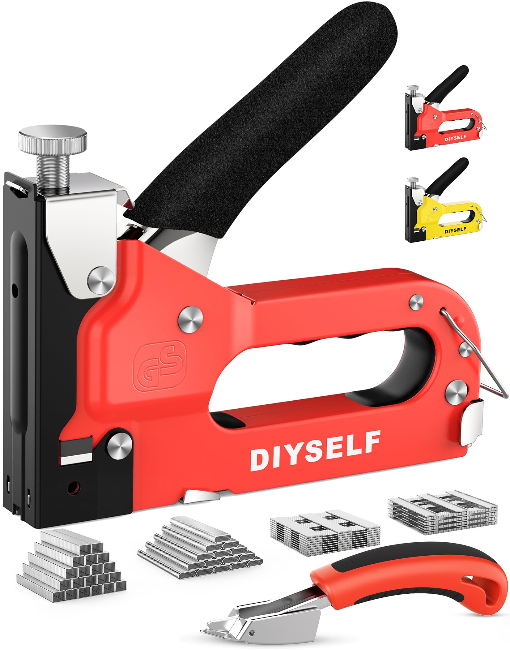 DIYSELF-Staple-Gun-for-Wood, 4-in-1 Upholstery Staple Gun Heavy Duty ...