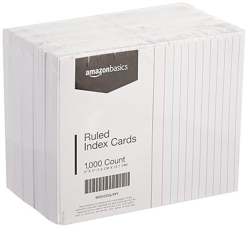 Amazon Basics Ruled Lined Index Cards, 1000 count, 10 Pack of 100 ...