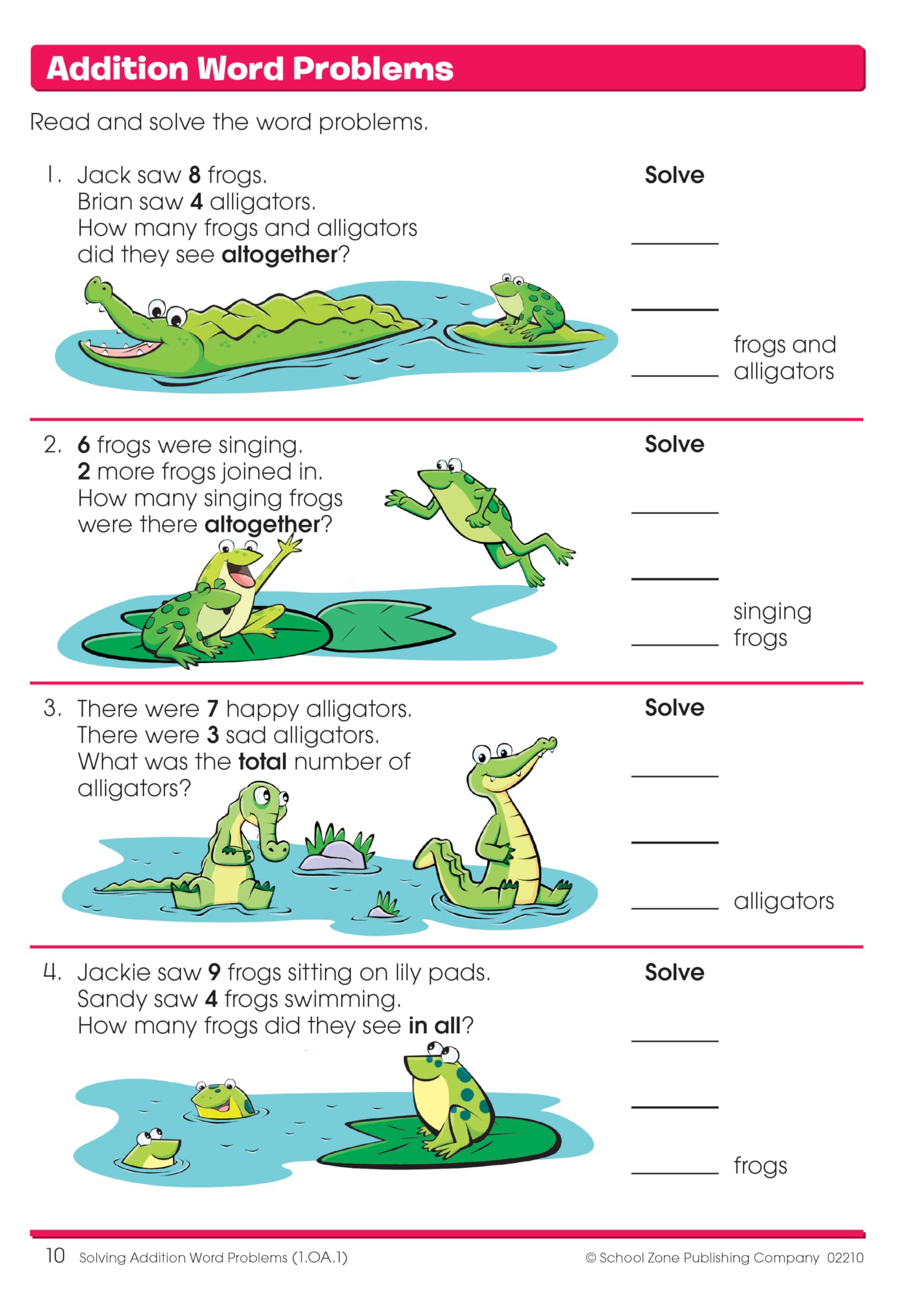 Mua School Zone Word Problems Workbook: 64 Pages, 1st Grade, 2nd Grade ...