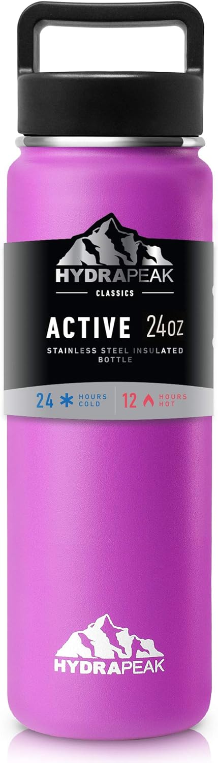 Amazon.com: Hydrapeak Vacuum Insulated Water Bottle - Stainless Steel ...