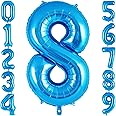 Amazon.com: Blue Number 8 Balloon 40 Inch, Big Large Foil Helium Number ...