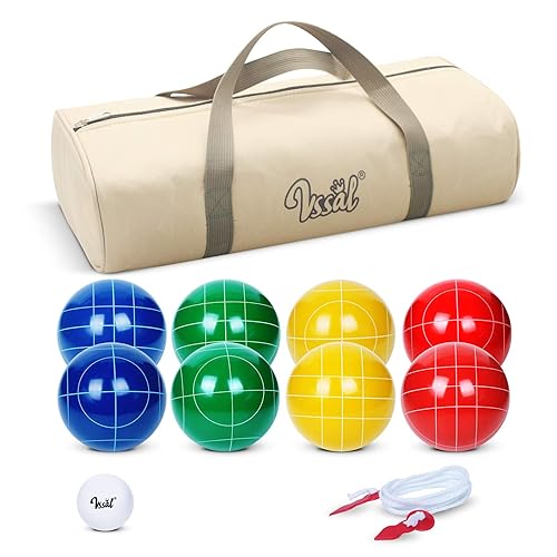 VSSAL Bocce Ball Set 90mm for Family Backyard, Beach, Lawn Game with 8 ...