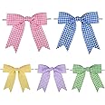 Amazon.com: Meseey 50 Pcs 3 Inches Gingham Ribbon Twist Tie Bows Pink/Purple/Blue/Yellow/Green ...