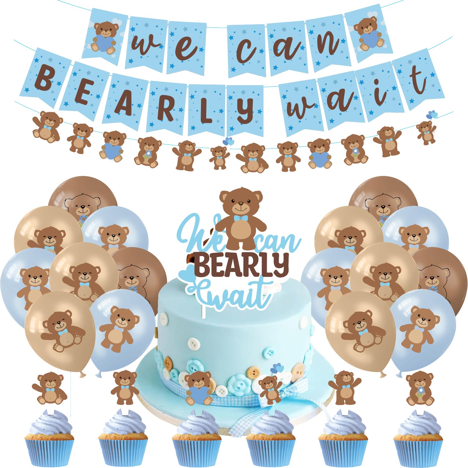 Mua Party Supplies Teddy Bear Balloons We can Bearly Wait Banner We can ...