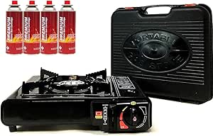 Amazon.com: Portable Butane Gas Stove & 4 Pack Butane Canister Complete ...