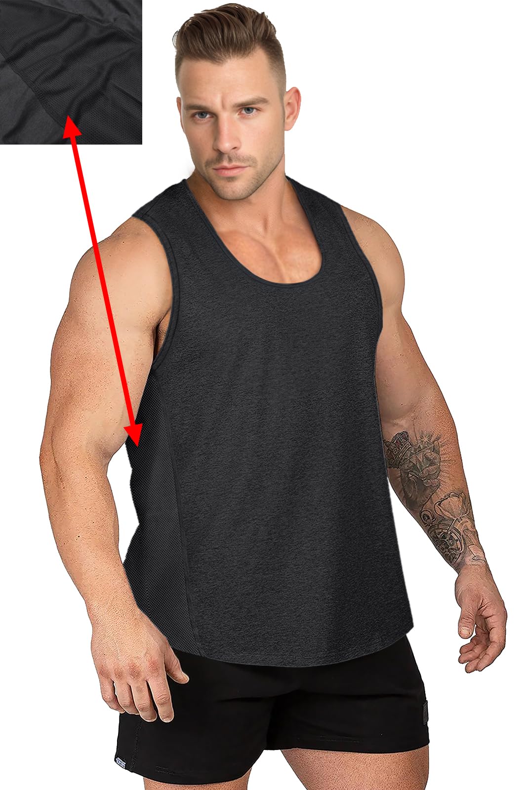Muscle Cmdr Men's Gym Workout Mesh Tank Top Y-Back Muscle Shirt ...