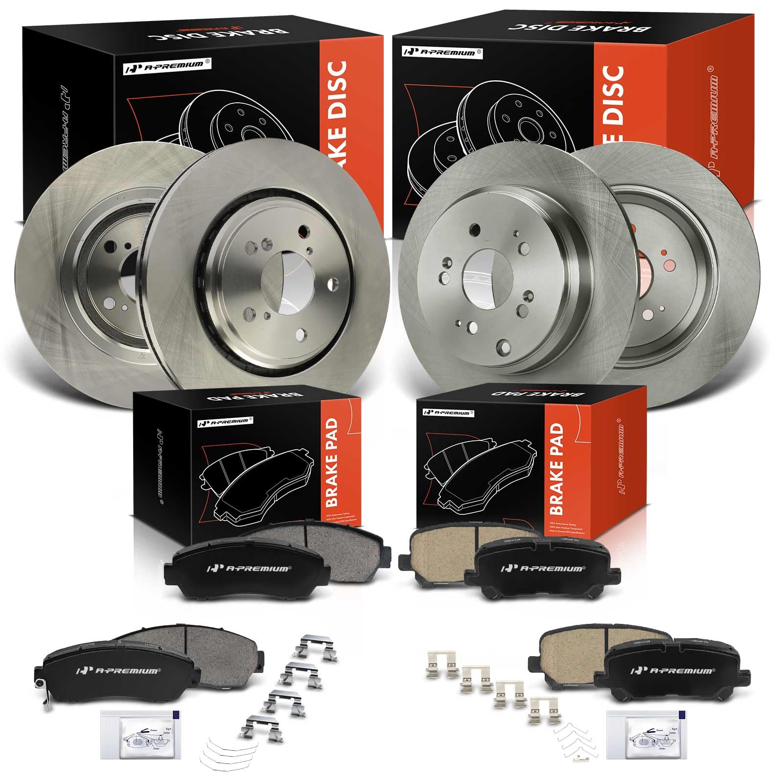 A-Premium Front Vented and Rear Solid Disc Brake Rotors + Ceramic Pads ...