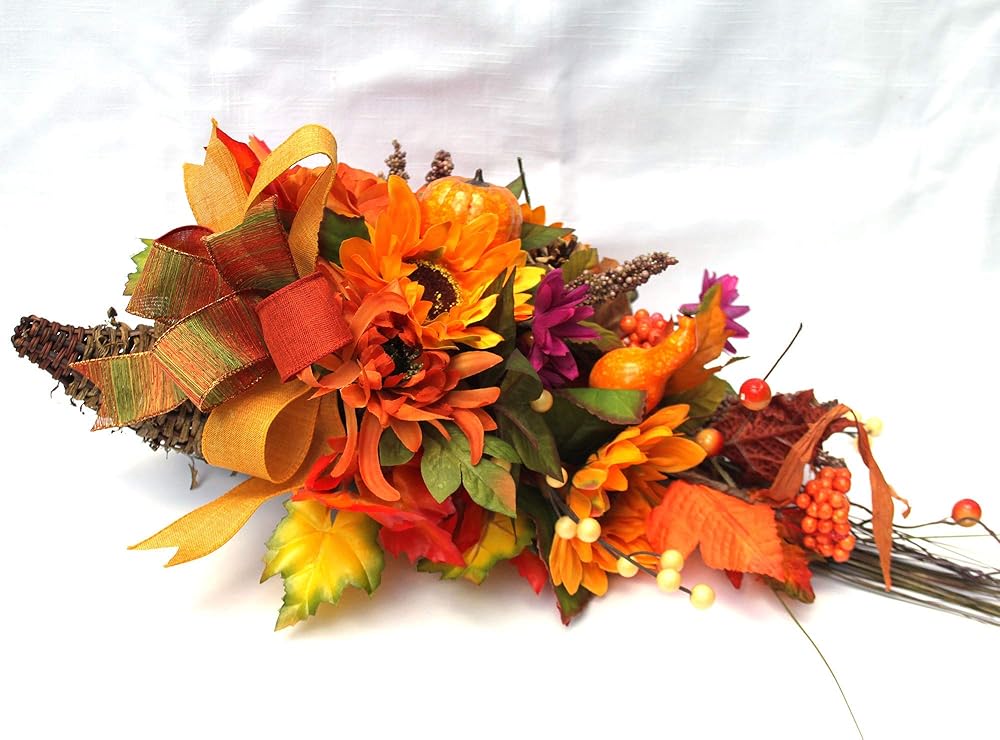 Amazon.com: Fall Cornucopia centerpiece, horn of plenty, Thanksgiving ...