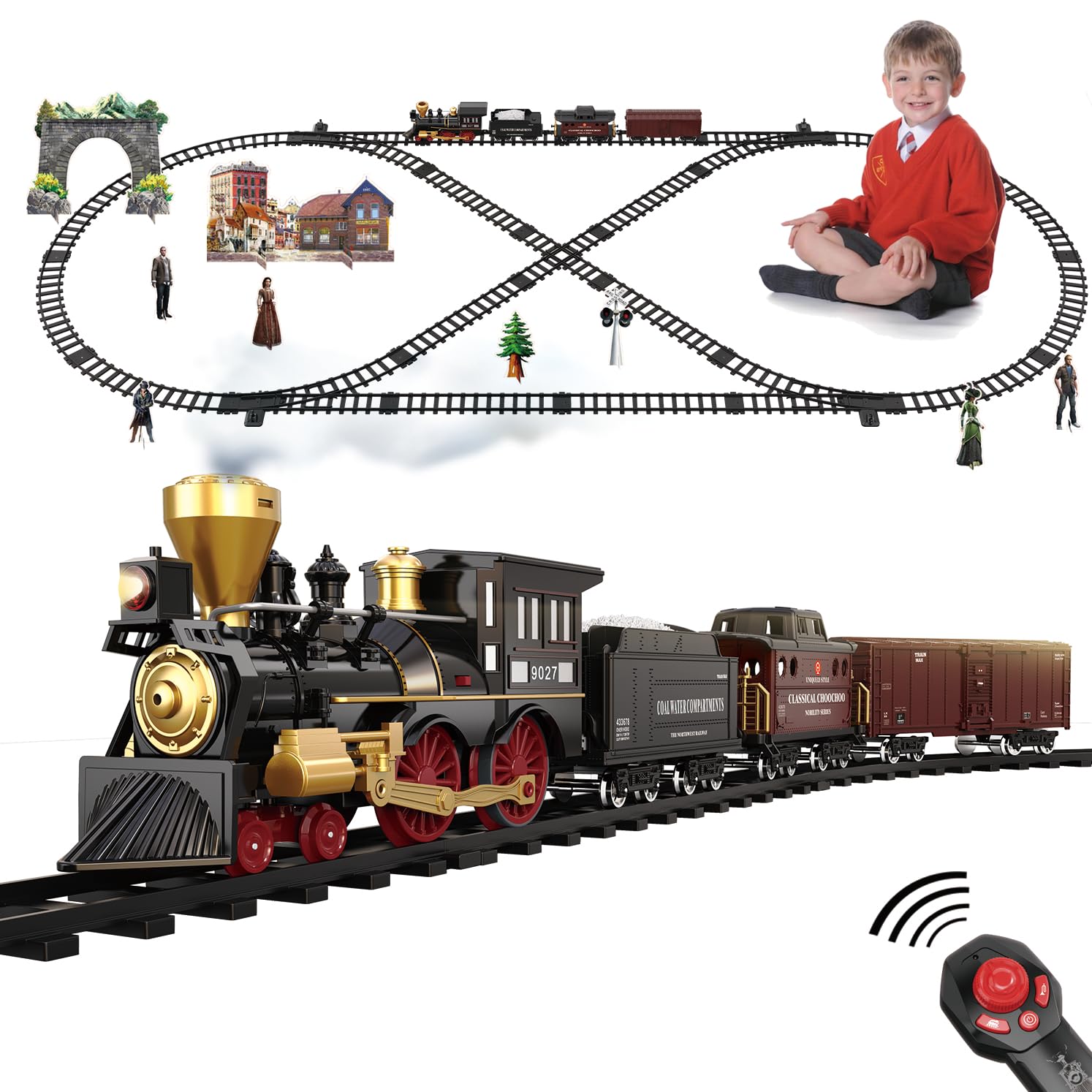 Train Set for Kids - Electric Remote Control Train Track Around ...