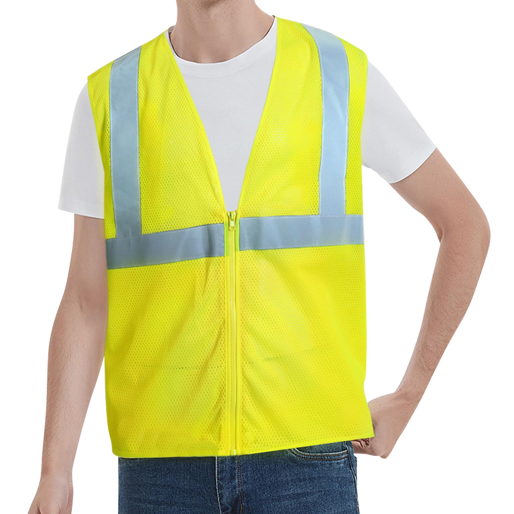 PAFESTER Yellow Reflective Hi-Vis Safety Vests ANSI Class 2 Work Vests ...