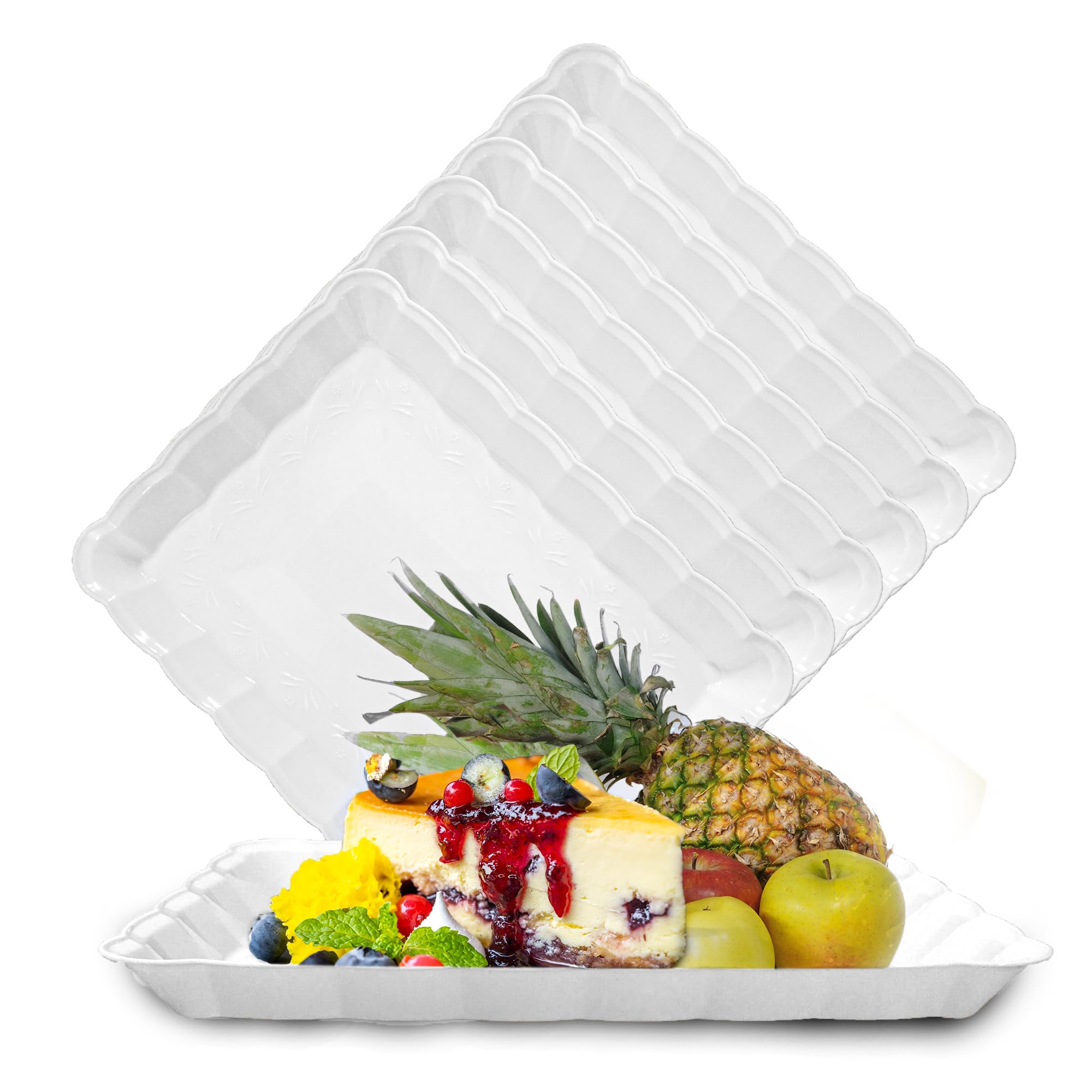 White Plastic Serving Food Platters Trays for Entertaining Party Dishes ...