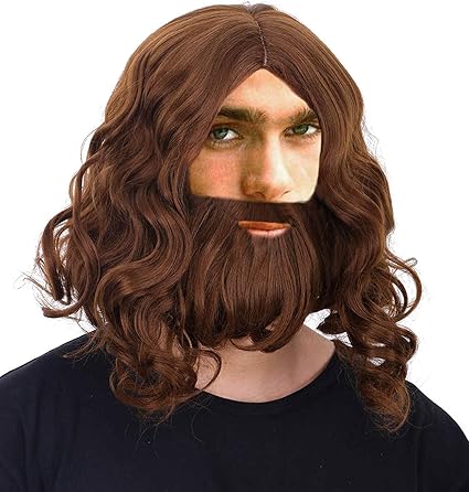 Amazon.com: Mens Cosplay Costume Biblical Jesus Wigs and Beard Set ...