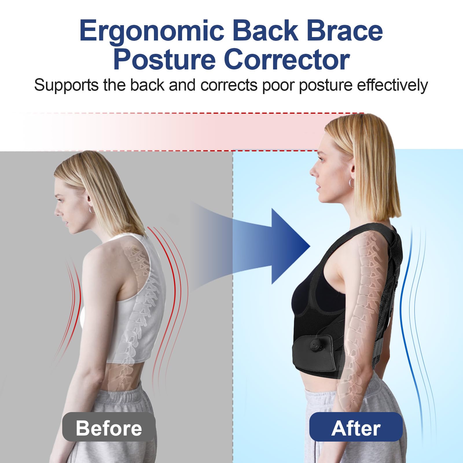 Mua Adjustable 2 in 1 Back Brace and Posture Corrector for Men and ...
