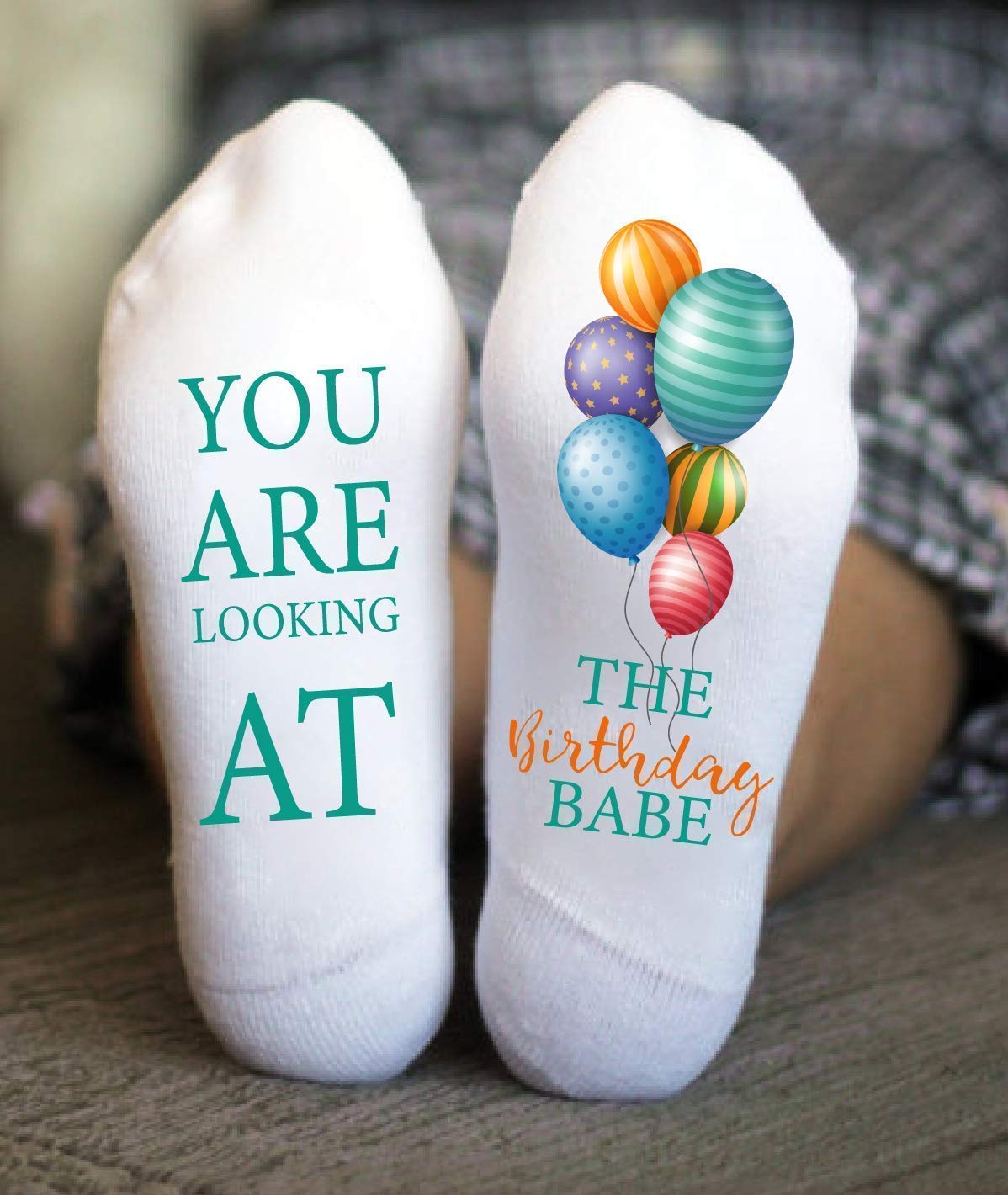 Amazon.com: Happy Birthday Socks Women's Balloons Funny Gift For Her ...