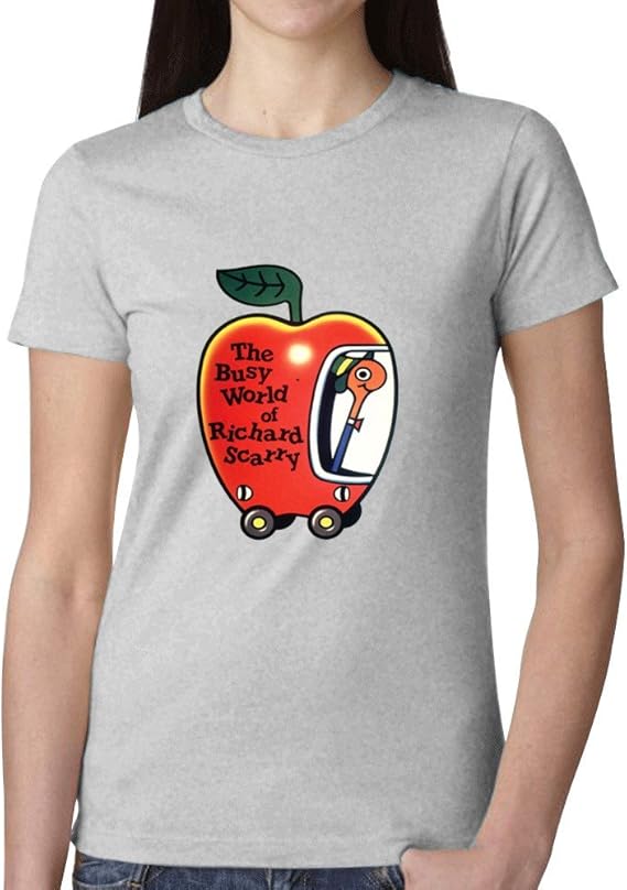 FGEXYZ Design Richard Scarry Women T-shirt Cotton Round Collar Grey ...