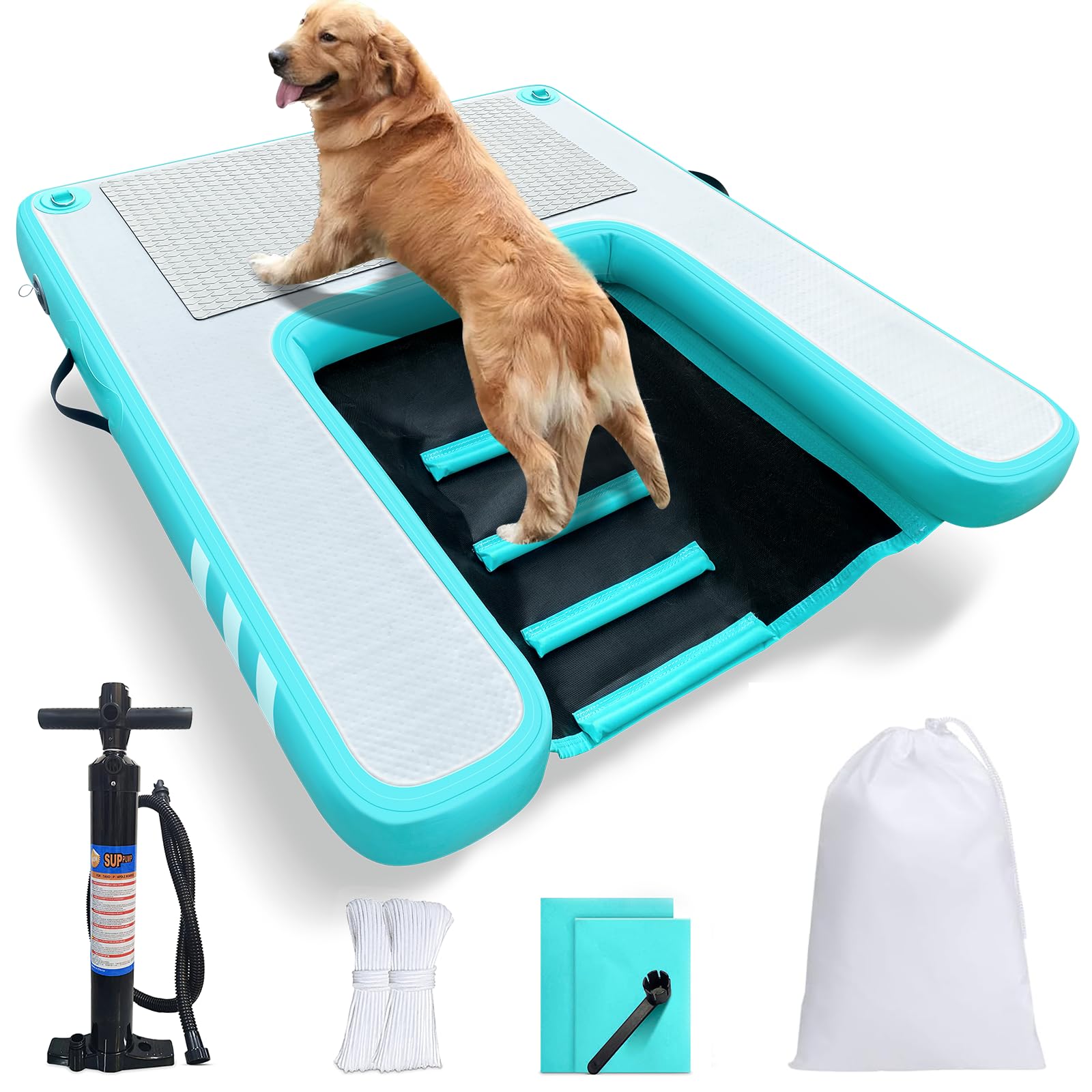 Inflatable Large Dog Water Ramp Float Floating Ramp-Swimming Pets Up to ...