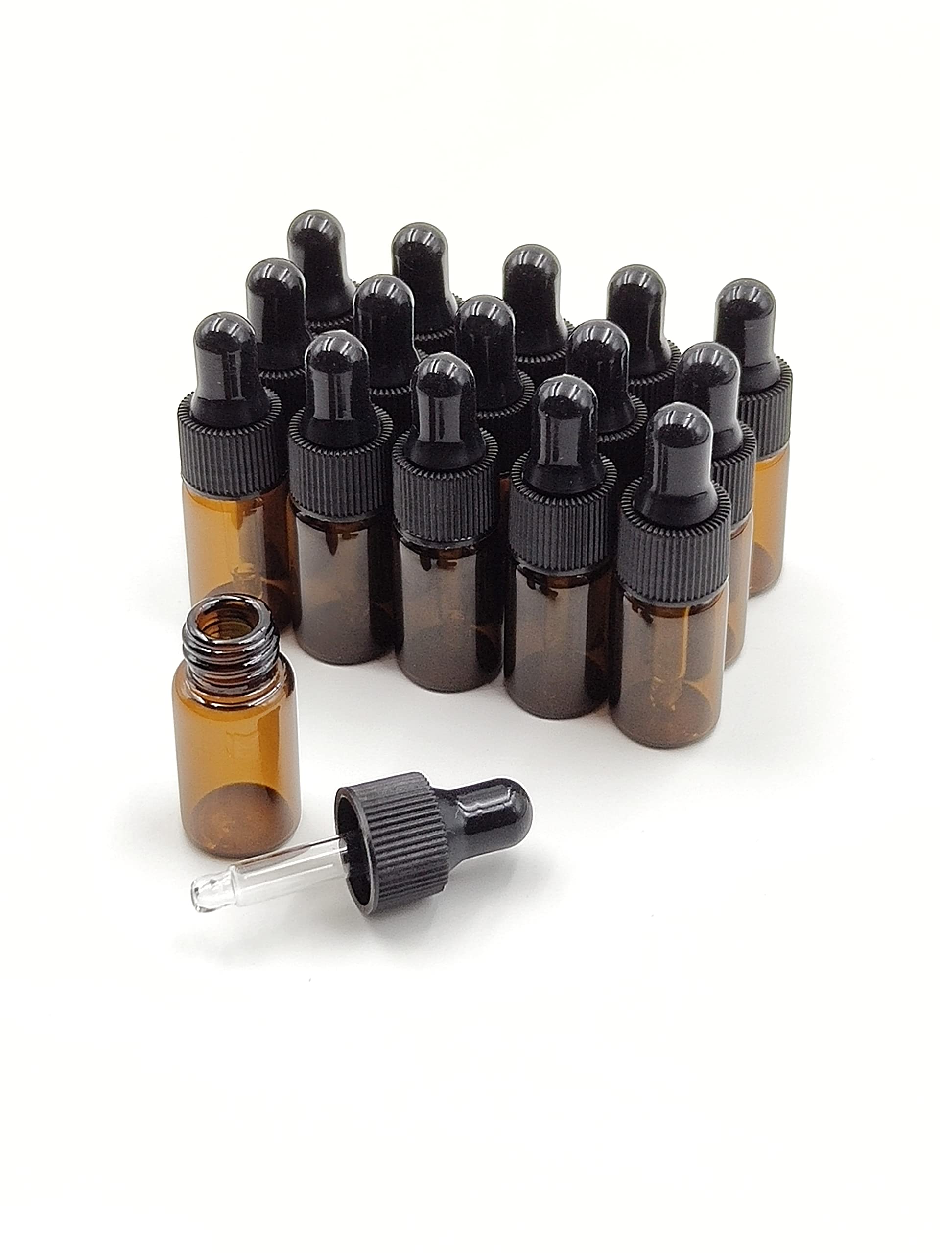 YYNGJCK 15Packs 3ml Tiny Amber Glass Mini Dropper Bottles For Essential ...