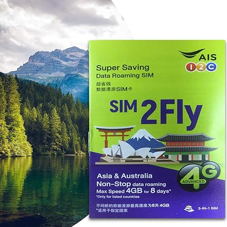AIS Prepaid SIM card Asia - 4GB Data for 8 Days Roaming in 18 Countries ...