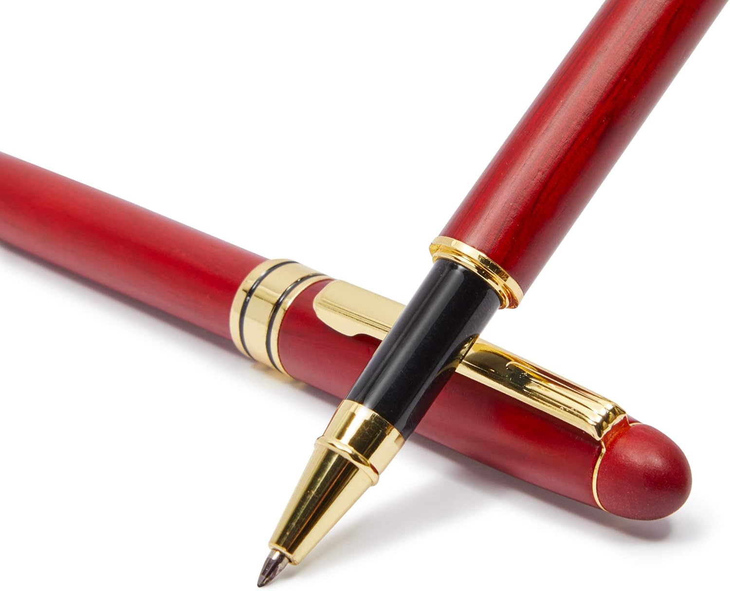 Juvale Pen Gift Set – 2 Luxury Rosewood Ballpoint Pens and Case – Red ...