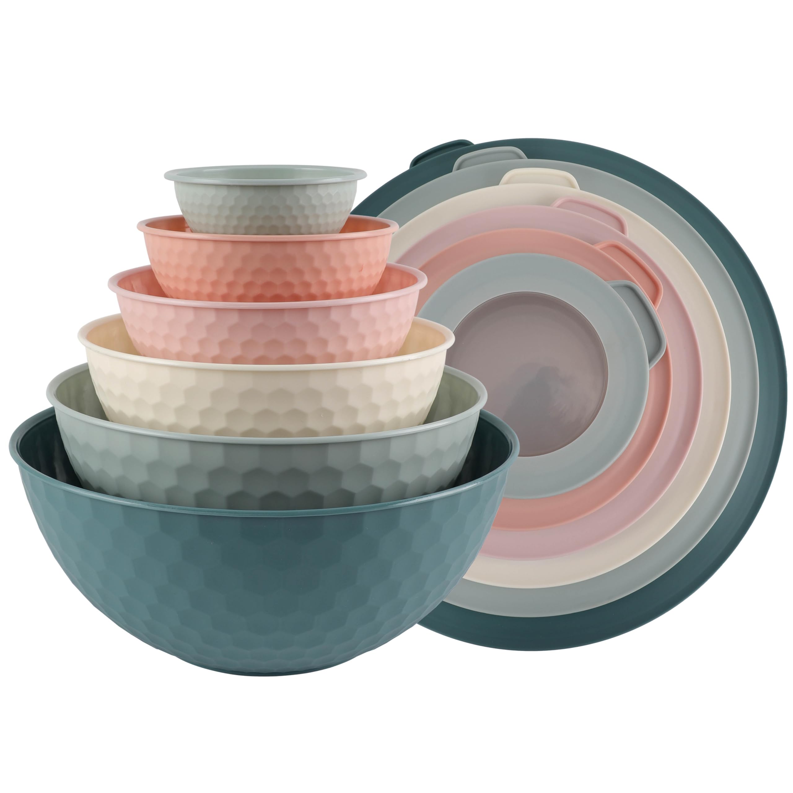 COOK WITH COLOR Mixing Bowls with Lids - 12 Piece Plastic Nesting Bowls ...