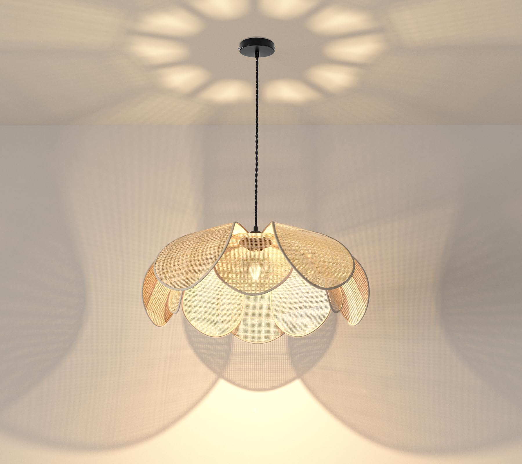 LMLAITE Boho Chandelier, Rustic Hemp Rope Pendant Light Hand-Woven ...