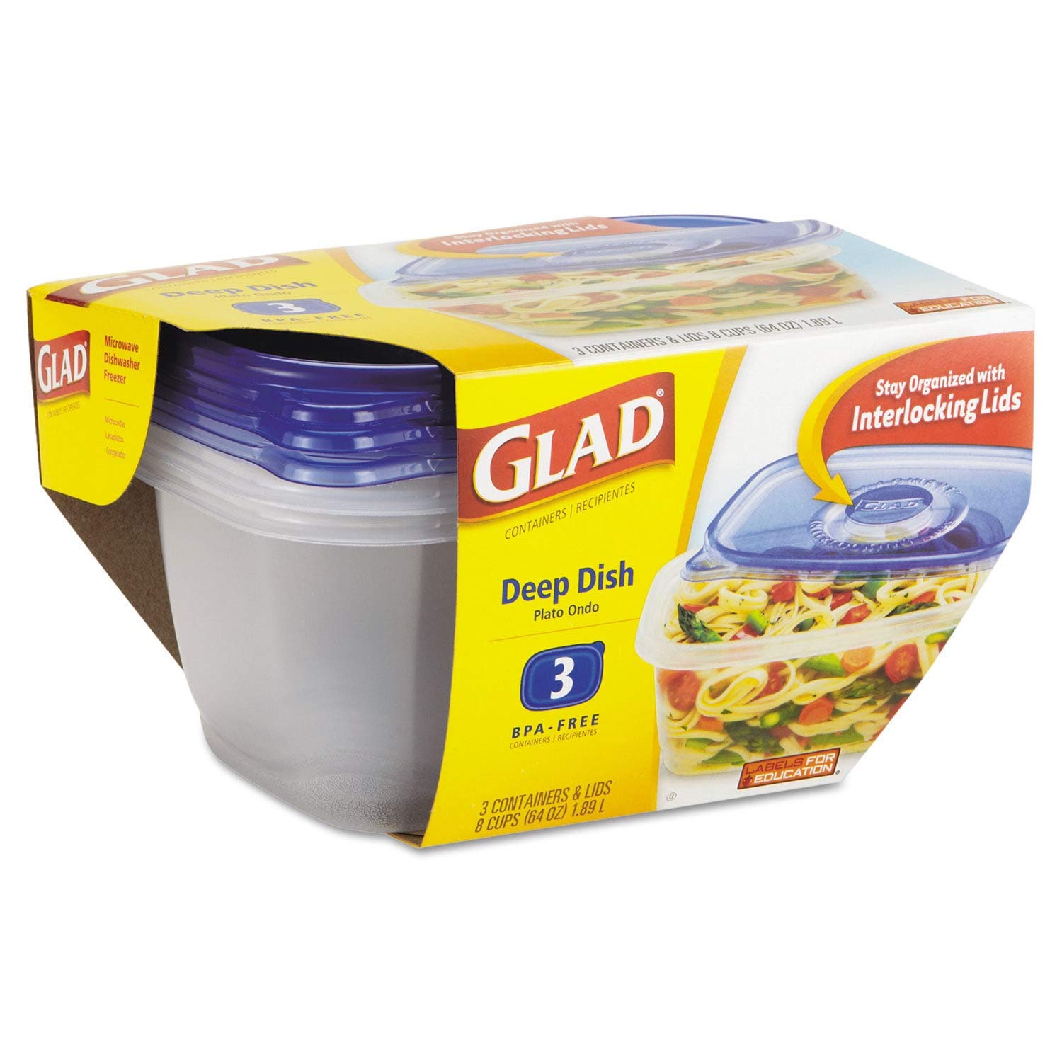 Mua GladWare Deep Dish Containers with Lids, 8 Cups (64 oz) 3 ...