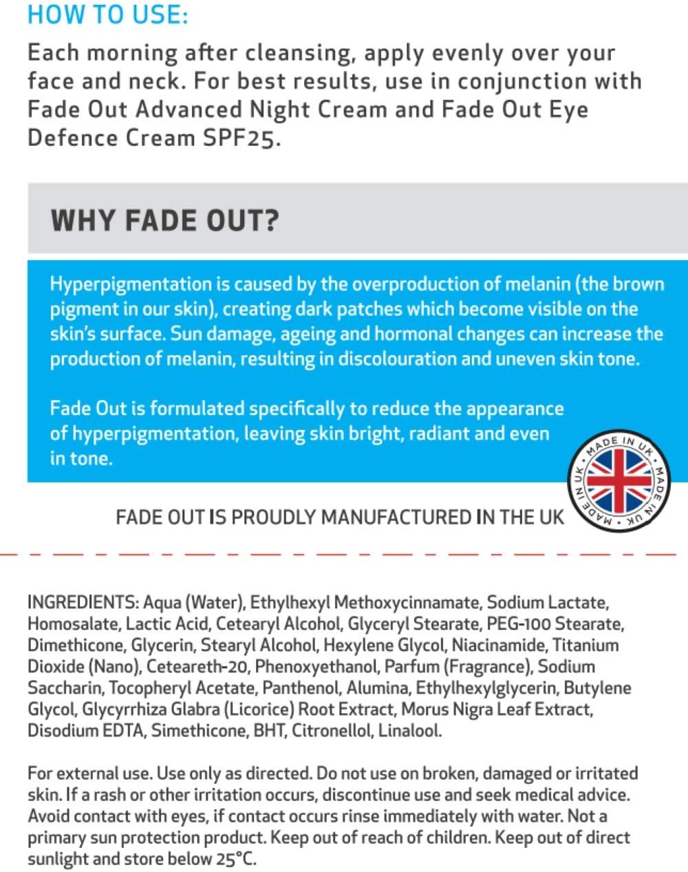 Fade Out Advanced Even Skin Tone Day Cream with SPF25 – Face Cream With ...