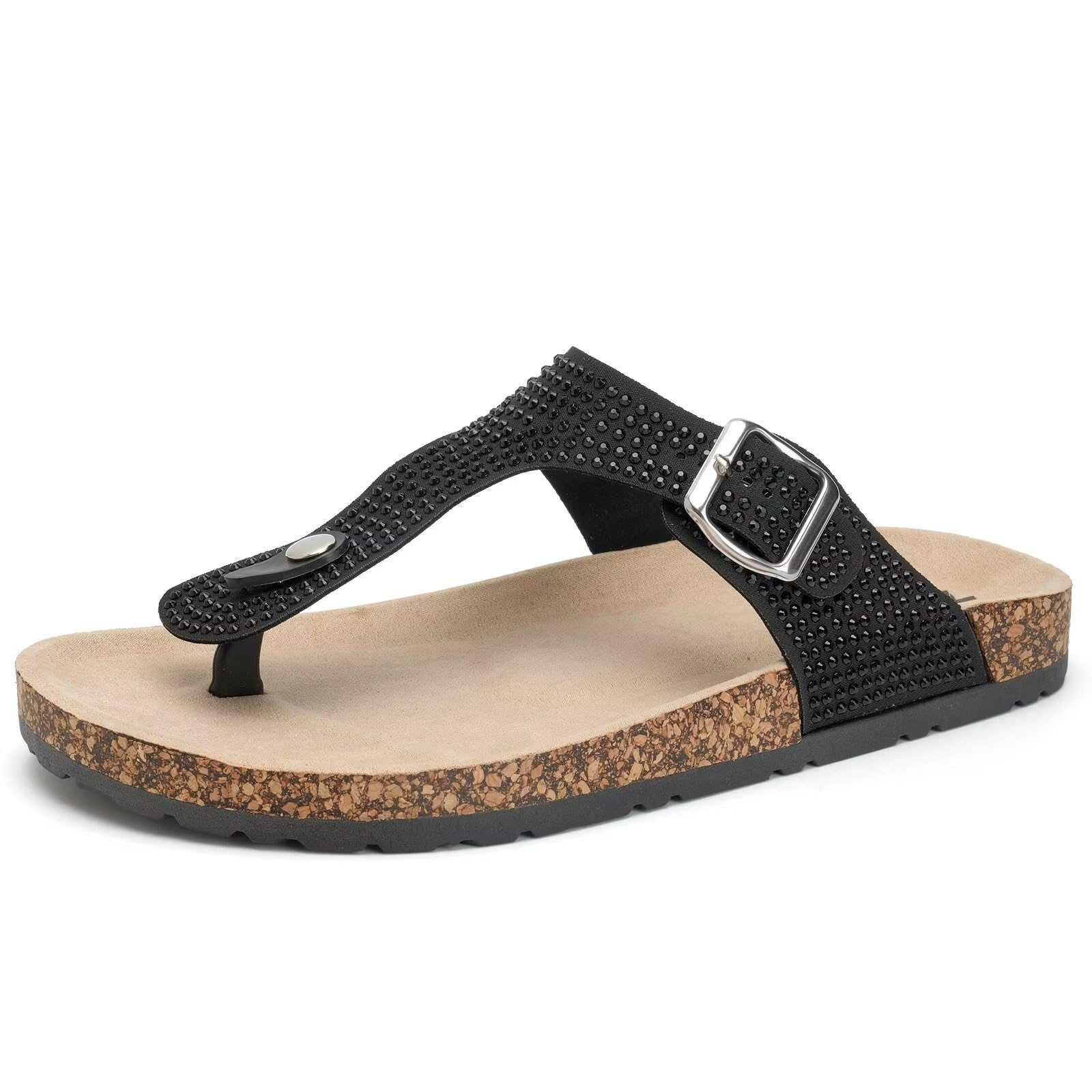 Torotto Womens Slides with Cork Footbed Open Toe Adjustable Webbing ...