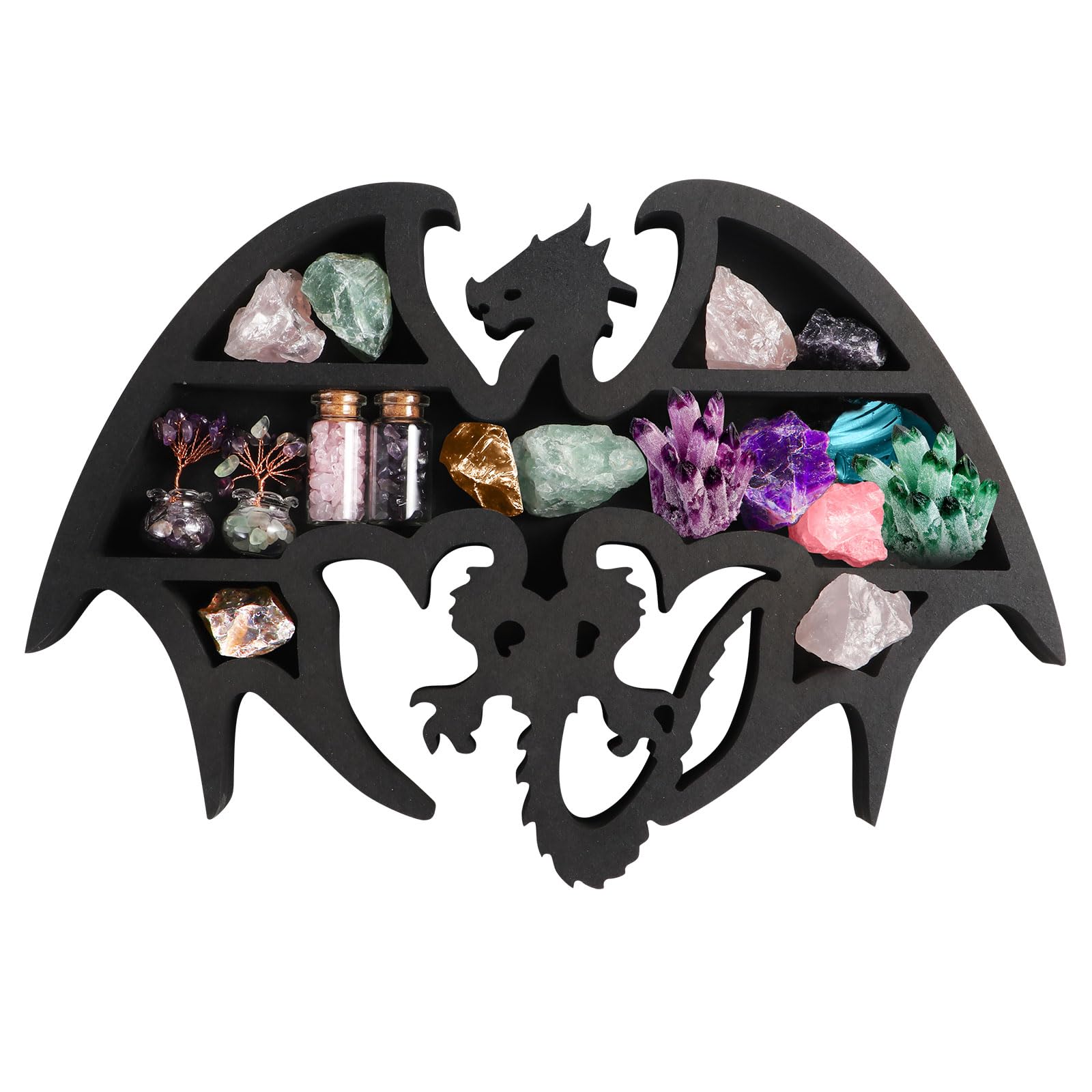 Stylitzy Wooden Floating Shelf Dragon Design Unique Room Decor Crystal ...