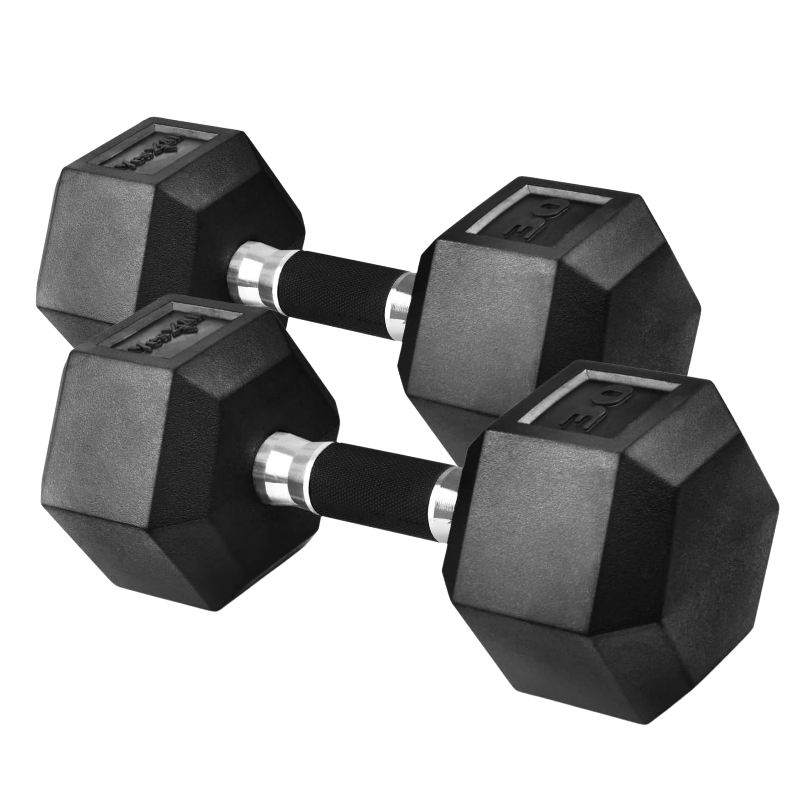 Yes4All 30 LBS Pair Rubber Encased Exercise & Fitness Hex Dumbbell Set ...