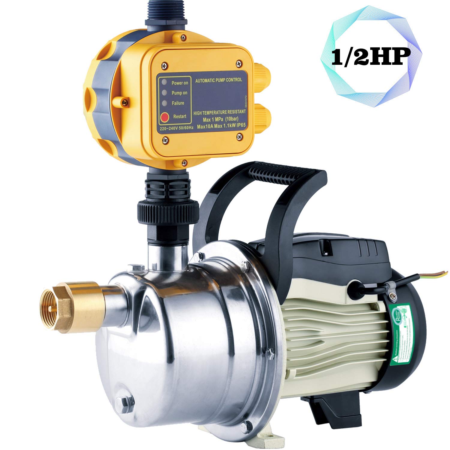 Buy 1/2HP Booster Pump Water Pressure Tankless Shallow Well Self ...