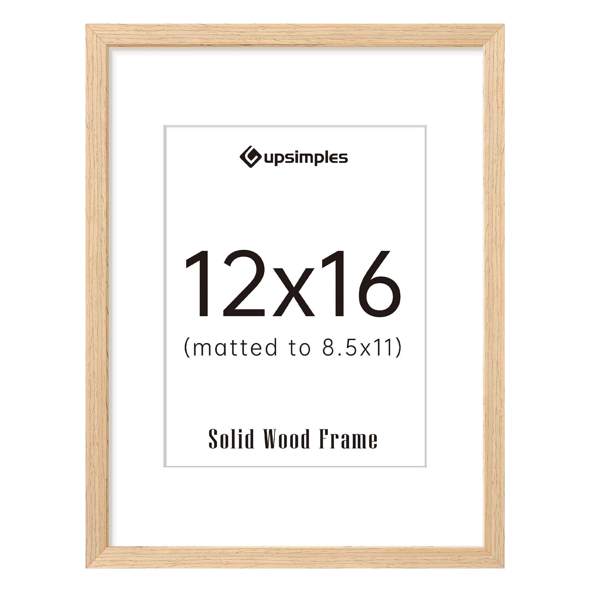upsimples 12x16 Frame, Natural Solid Wood Picture Frames, Display 8 ...
