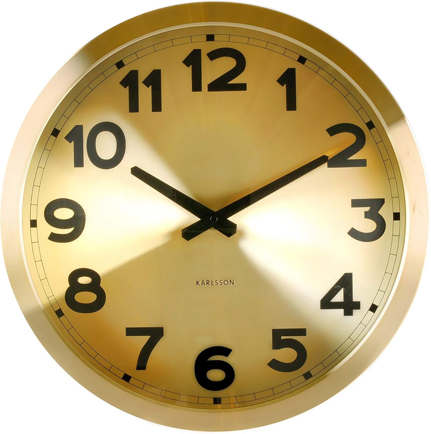Amazon.com: Present Time Karlsson Aluminum Station Wall Clock, Gold ...