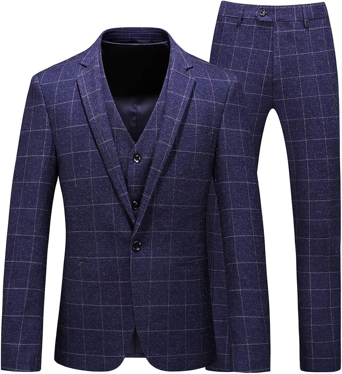 Allthemen Herren Anzug Slim Fit 3 Teilig Kariert Herrenanzug Anzüge Sakko für Hochzeit Business ...