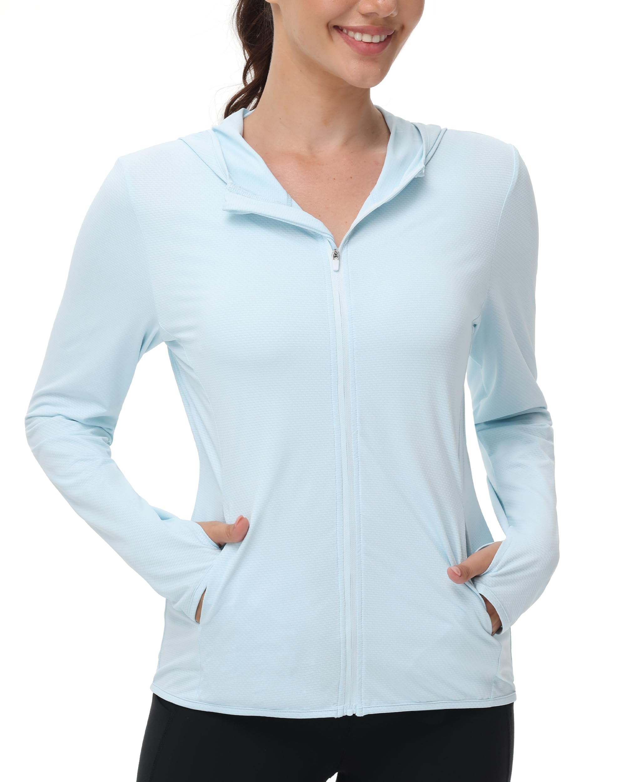 isnowood Womens UPF 50+ SPF Hoodie Jacket, UV Sun Protection Long Sleeve Full Zip Hoodies ...