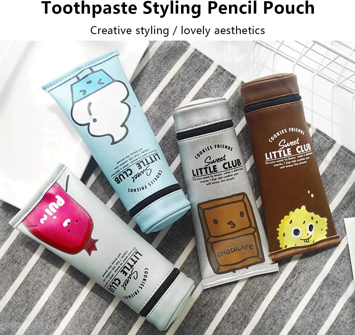 Toothpaste Pen Bag | Large Capacity Pencil Pouch Standing Pen Holder ...