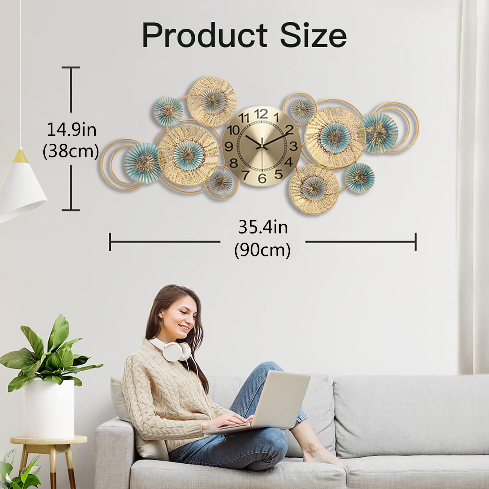 Mua Large Wall Clock 36 Inch Metal Modern Silent No-Ticking Wall Clocks ...