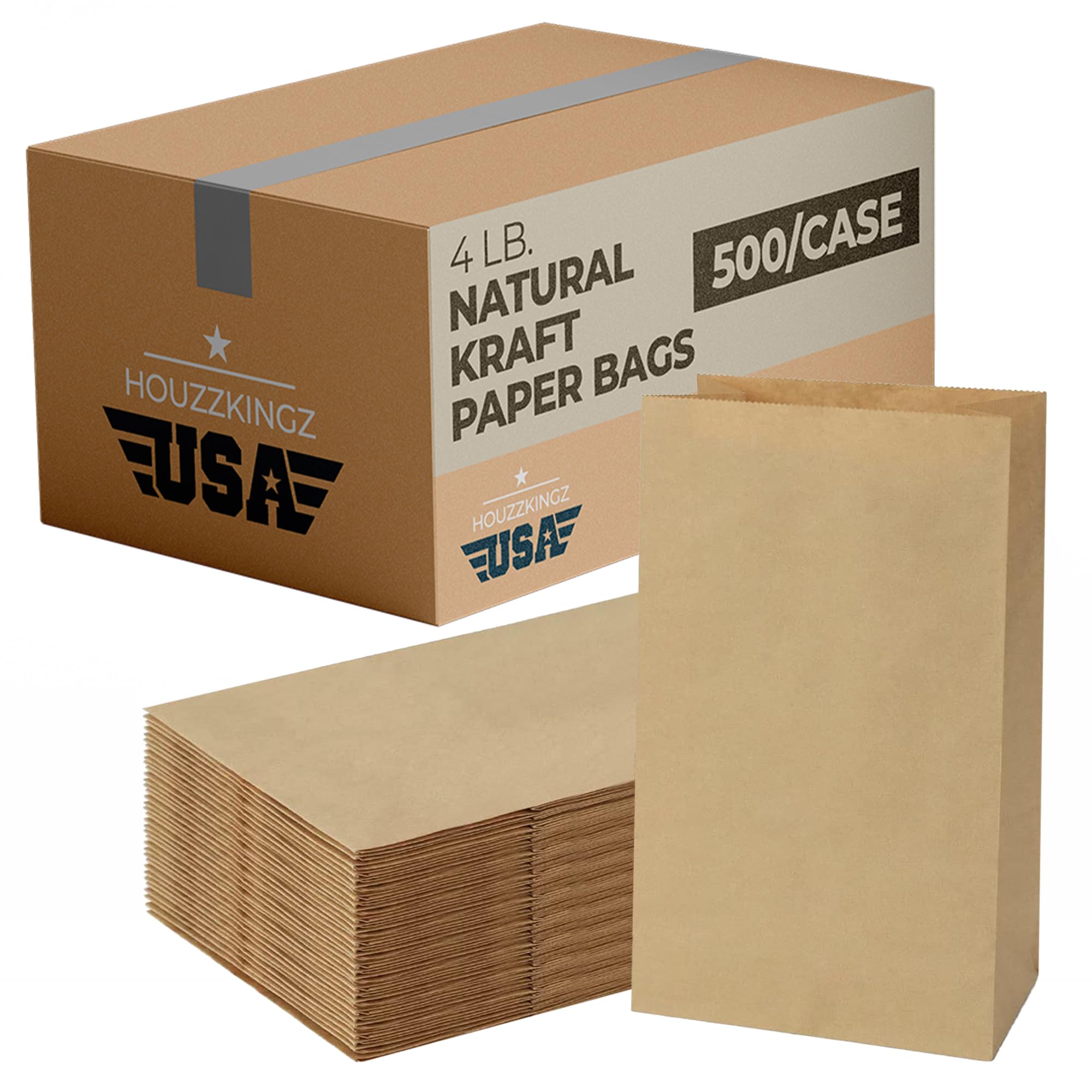 Kraft Brown Paper Lunch Bags | 4 Lb – 500 Pack | Bulk Disposable Lunch ...