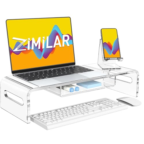 Zimilar 20 inch Large Monitor Stand Riser with Phone Stand, Crystal ...