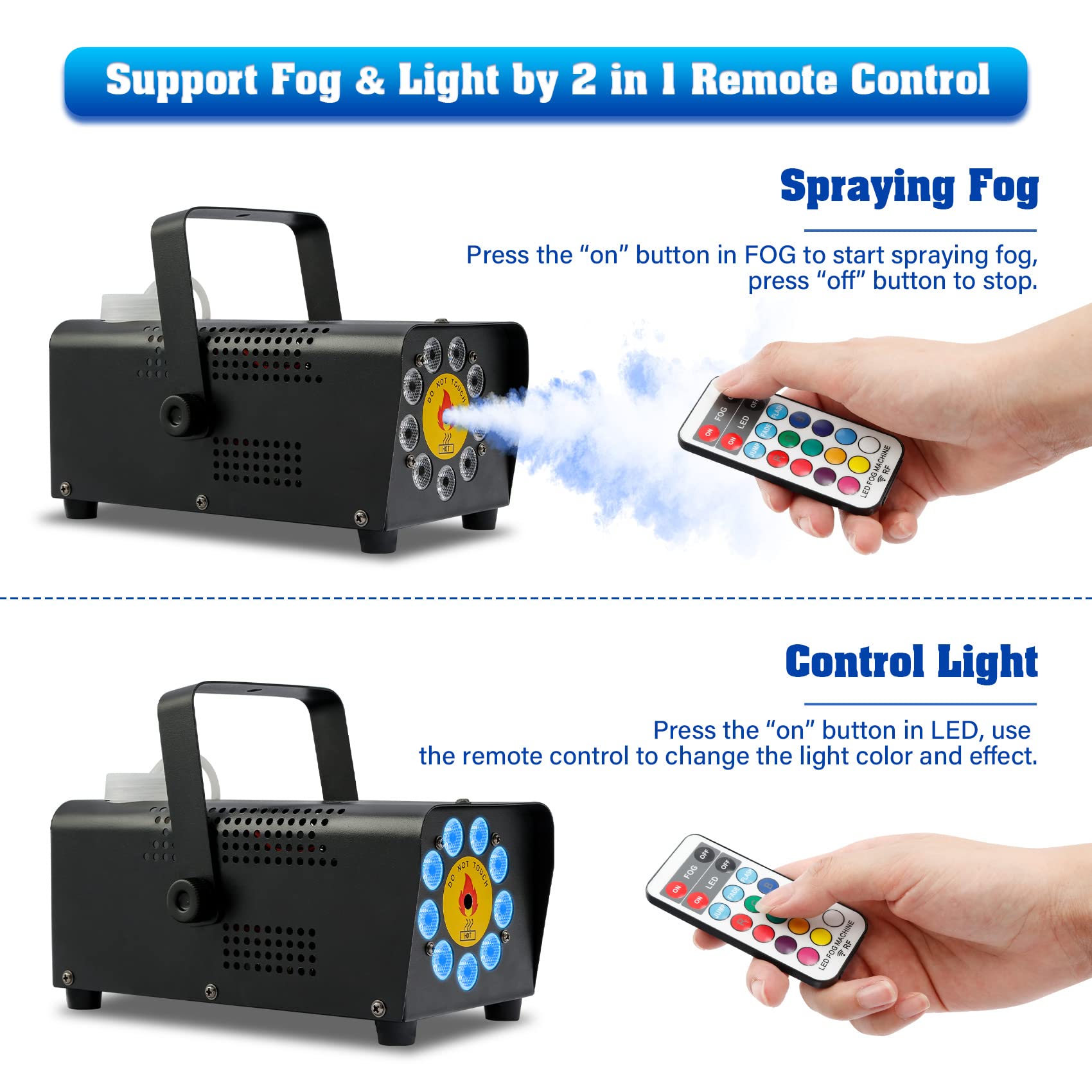 Mua TCFUNDY Fog Machine with 9 LED Lights, 500W Smoke Machine with 12 ...