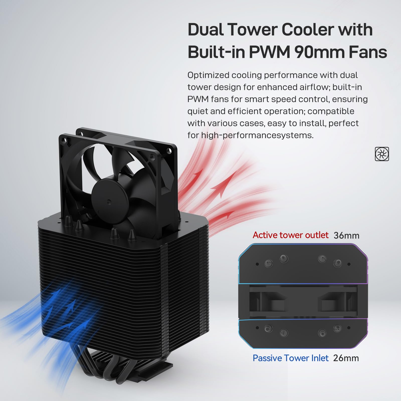Mua ALSEYE M90 CPU Cooler, Hidden Fan Designed Dual Tower Air-Cooled ...