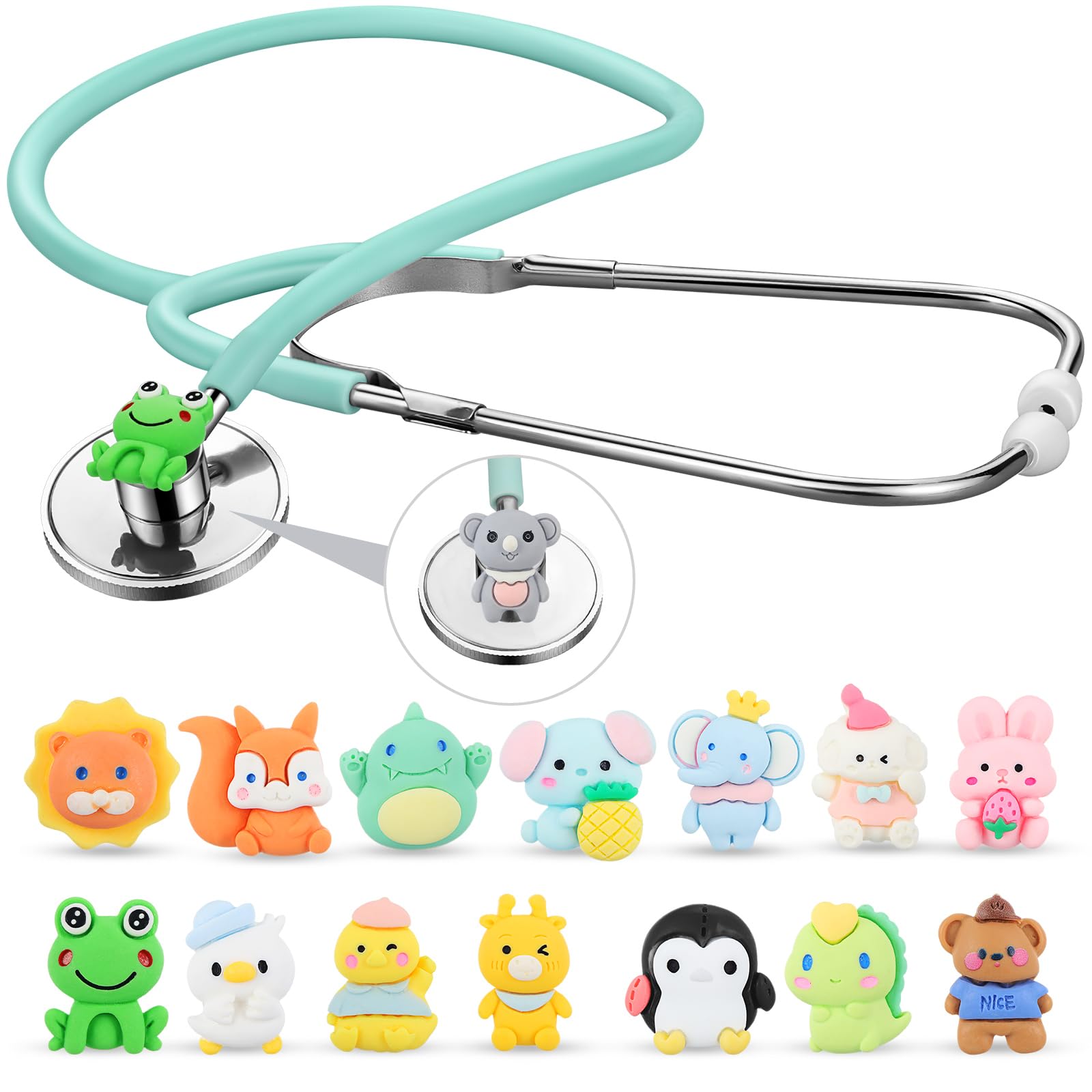 TrelaCo 16 Pcs Stethoscope Real Working Cartoon Animal Charms Role Play ...