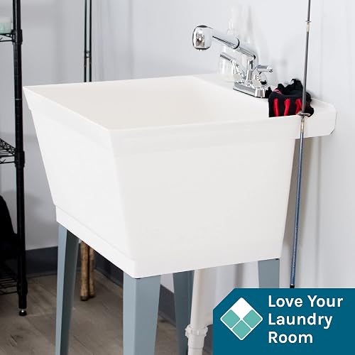 Small Garage Sinks White Utility Sink Laundry Tub With Pull Out Chrome