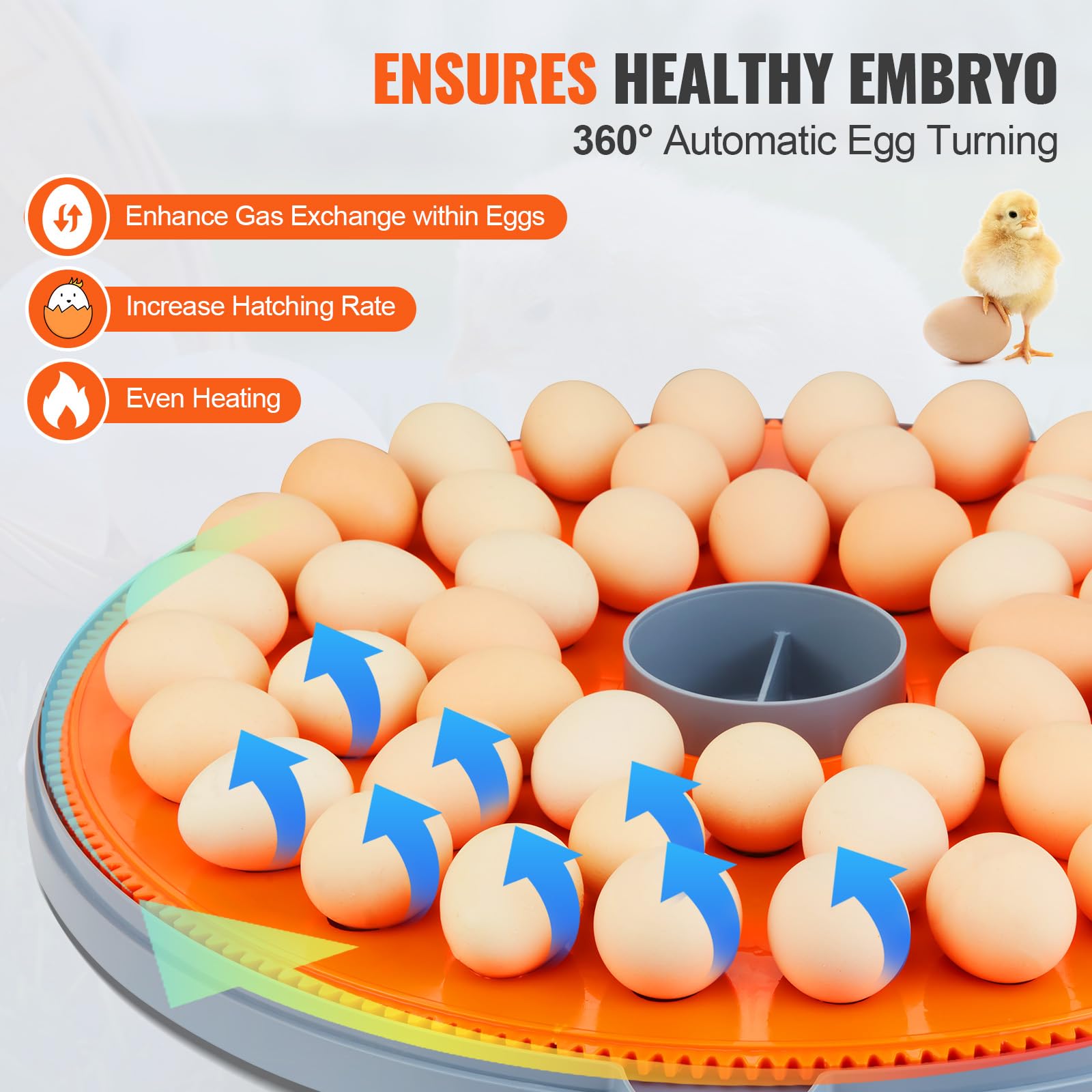 VEVOR Egg Incubator, 48-Egg Capacity, Features 360° Rotating Egg Tray ...