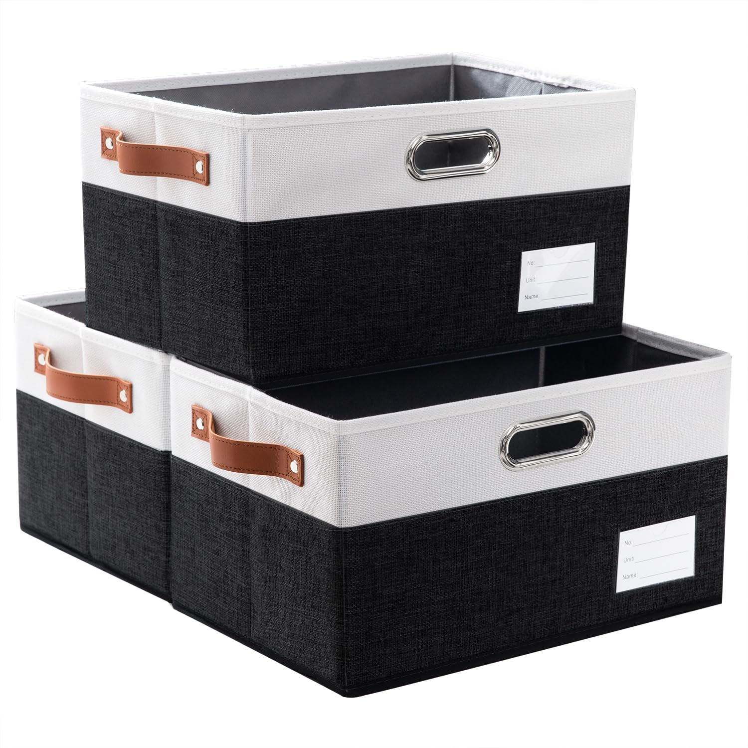 PRANDOM Foldable Storage Bins with Handles [3-Pack] Fabric Collapsible ...