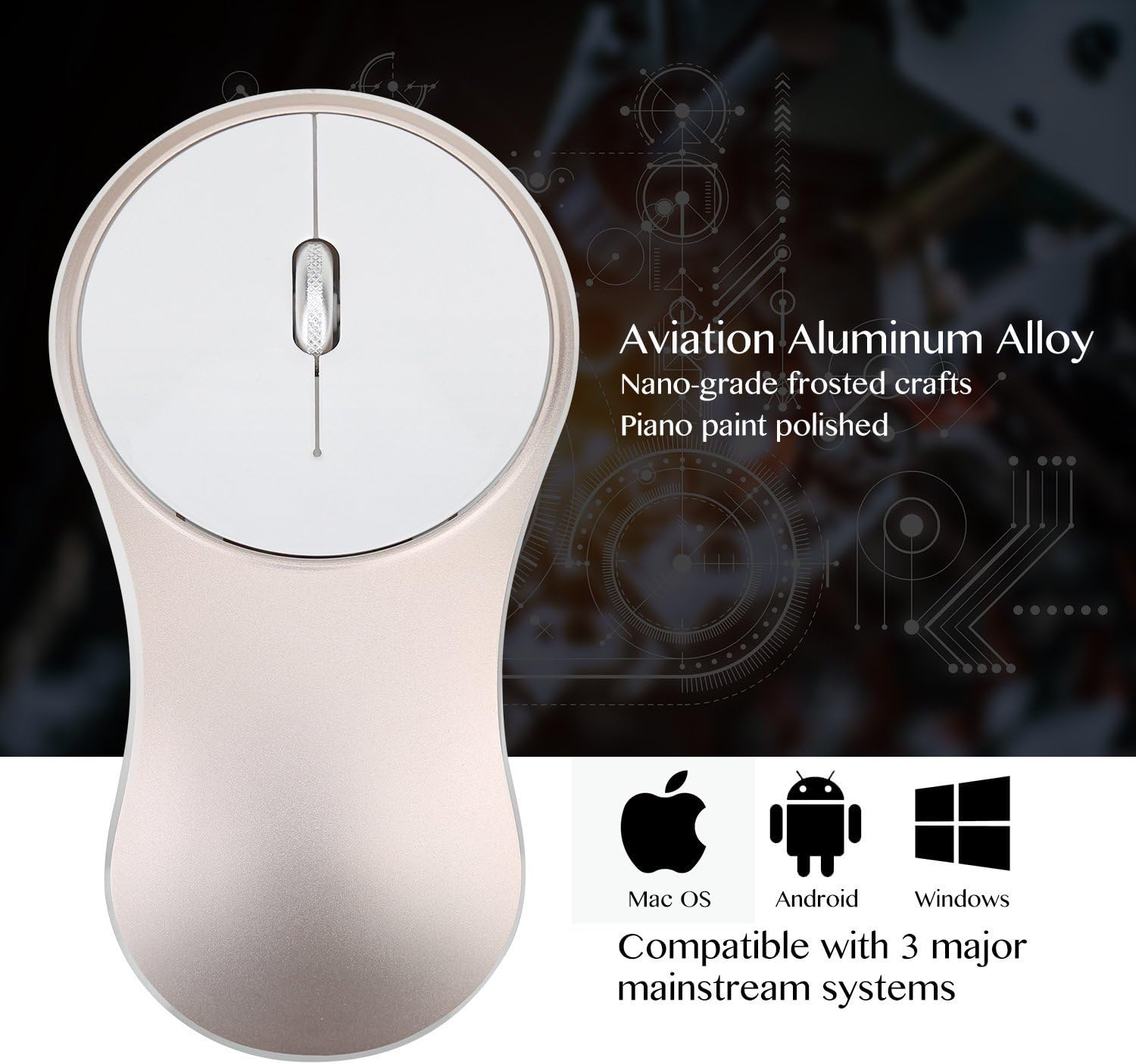 Wireless Mouse, Portable Mini USB Optical 2.4G, Alloy Wireless Metal ...