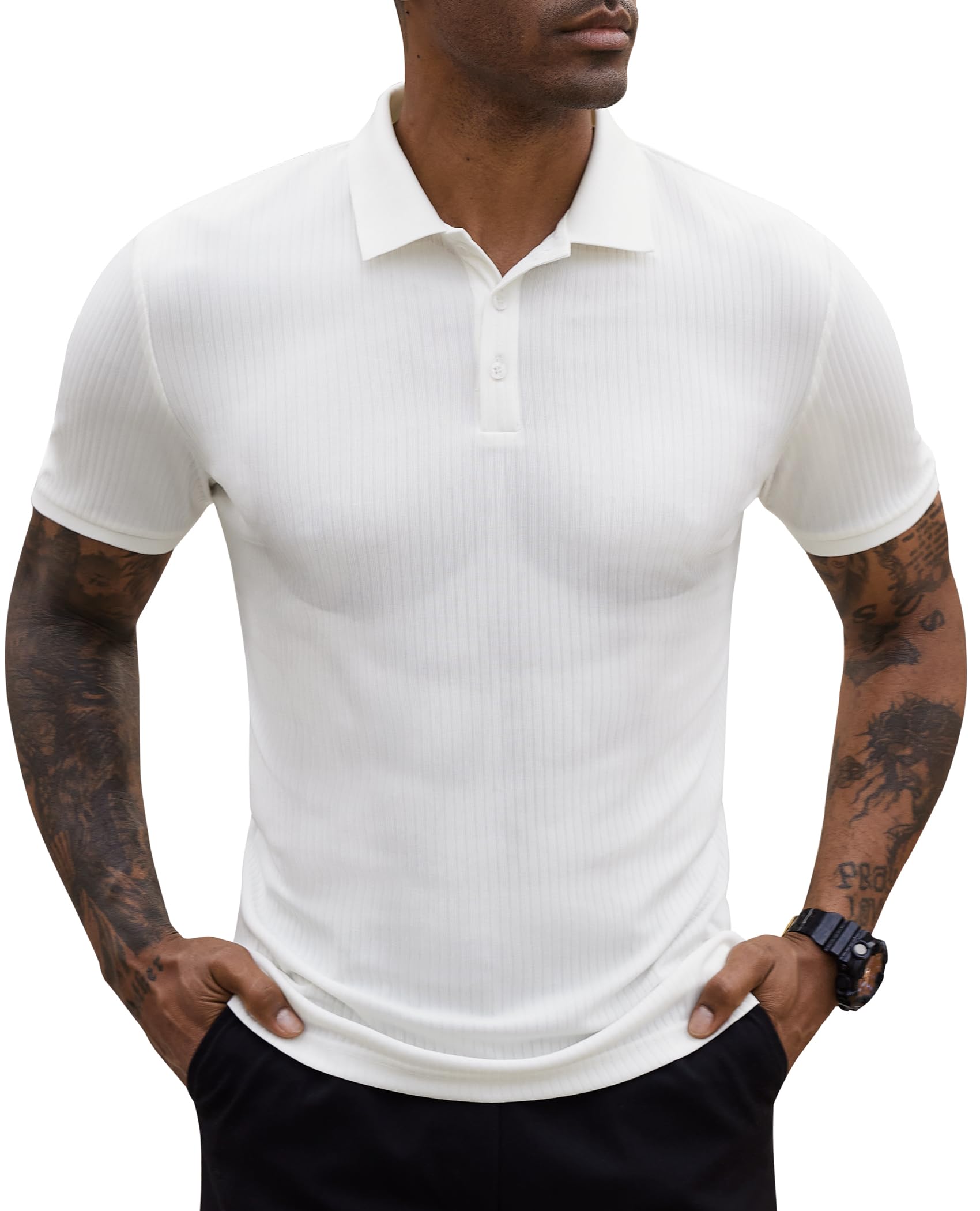 Lion Nardo Stretch Polo Shirts for Men Short Sleeve Golf Polo Shirts Slim Polo T-Shirts for Men ...